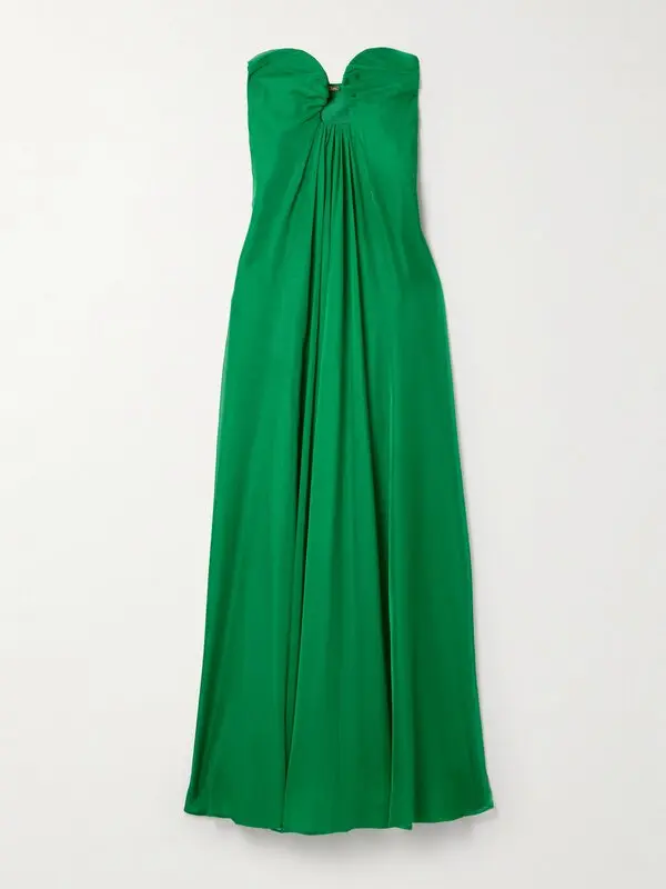 Cult Gaia Misa Strapless Cutout Chiffon Gown - Green | Editorialist