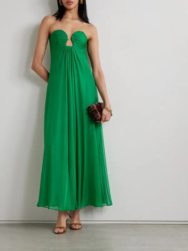 cult gaia green strapless dress TAHIRAE GOWN