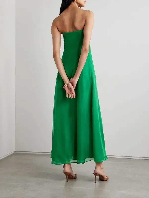 Cult Gaia Misa Strapless Cutout Chiffon Gown - Green | Editorialist