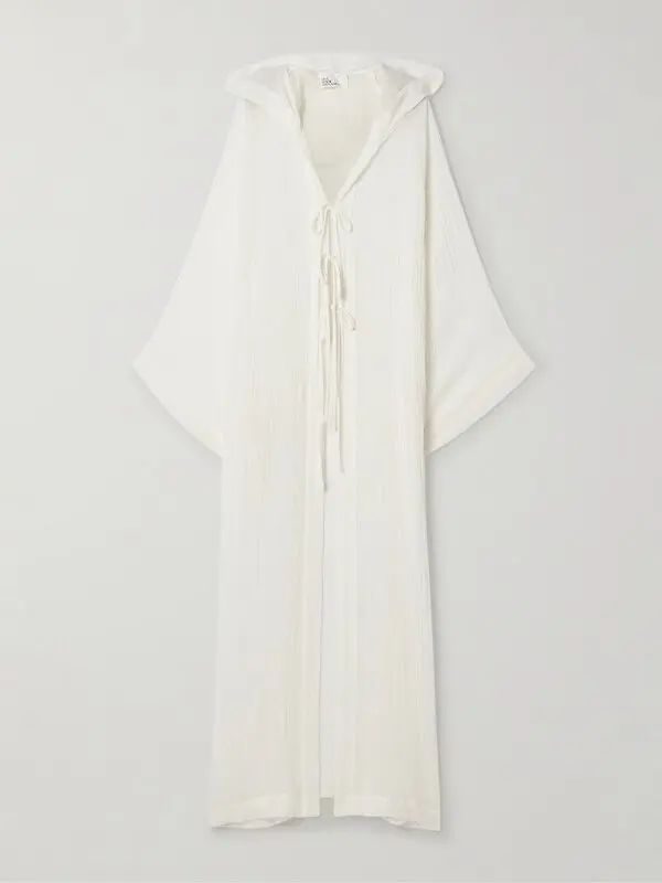 Lisa Marie Fernandez Hooded Linen-blend Gauze Coverup - White