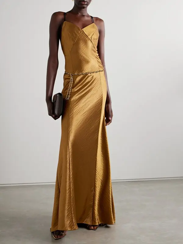 JASON WU Paneled Hammered-satin Gown