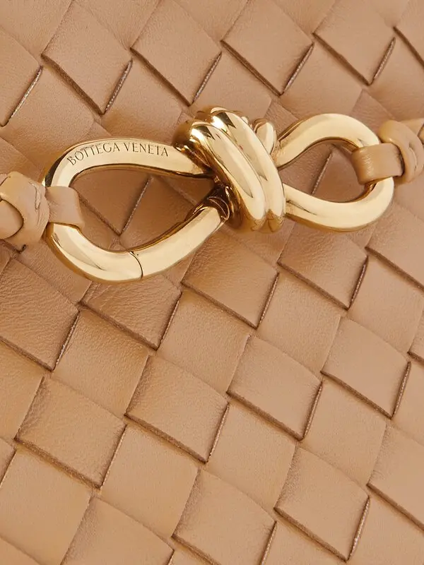Bottega Veneta Andiamo Small Embellished Intrecciato Leather Shoulder Bag - Brown