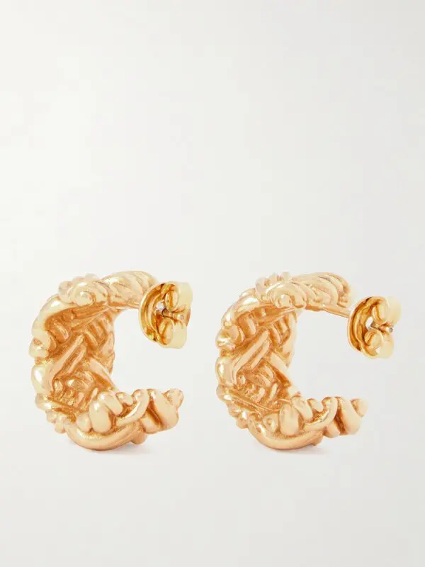 Bottega Veneta Intrecciato -plated Hoop Earrings - Gold