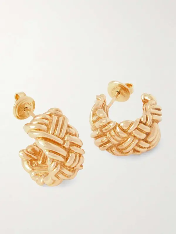 Bottega Veneta Intrecciato -plated Hoop Earrings - Gold