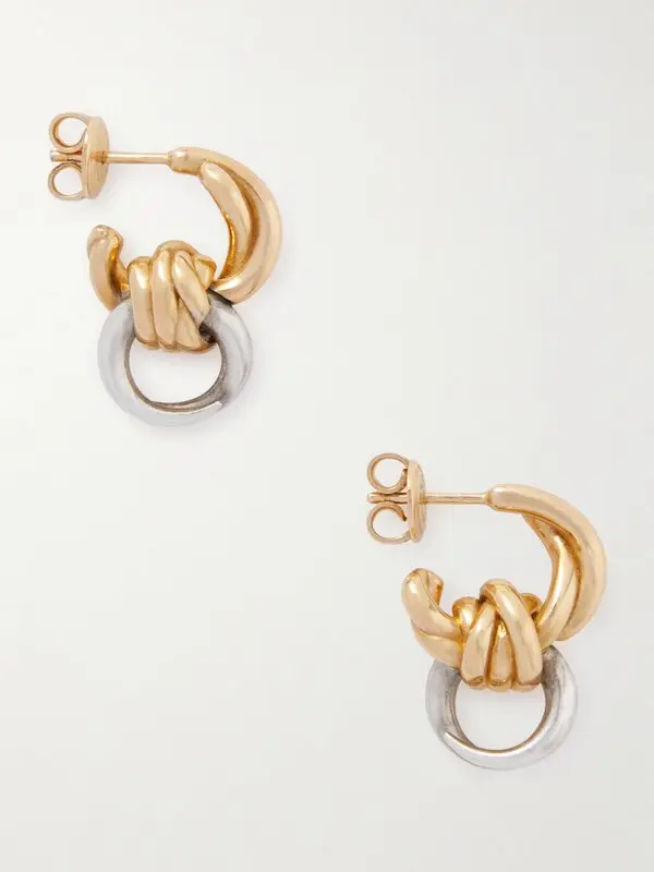 Bottega Veneta Plated Silver Hoop Earrings - Gold