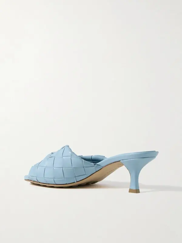 Bottega Veneta Blink Intrecciato Leather Mules - Blue