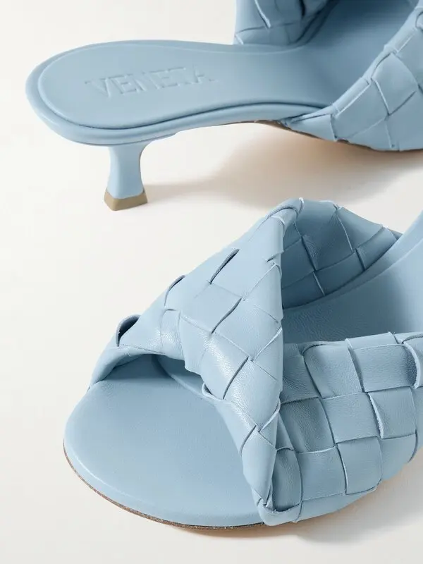 Bottega Veneta Blink Intrecciato Leather Mules - Blue