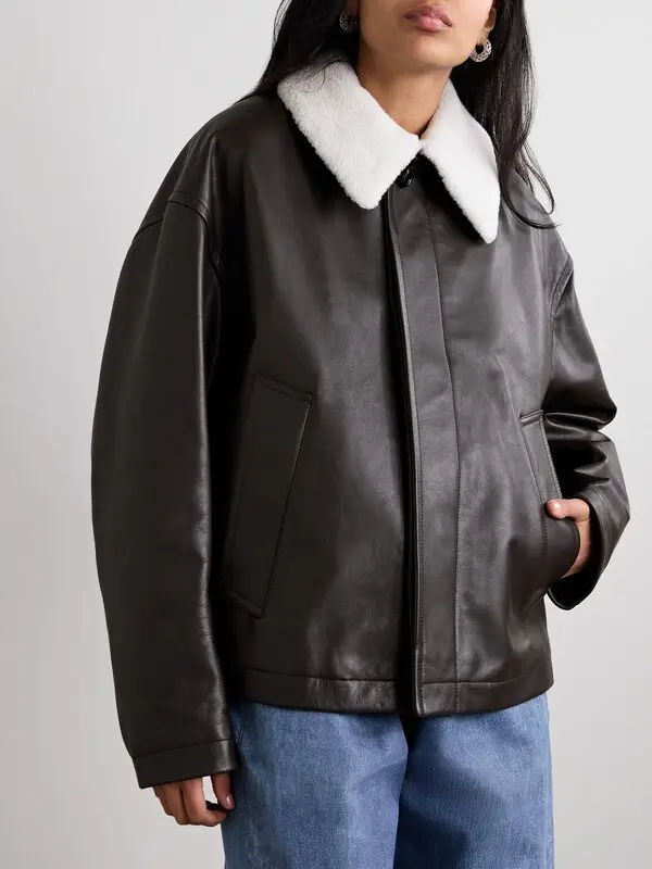 Bottega Veneta Shearling-trimmed Leather Jacket