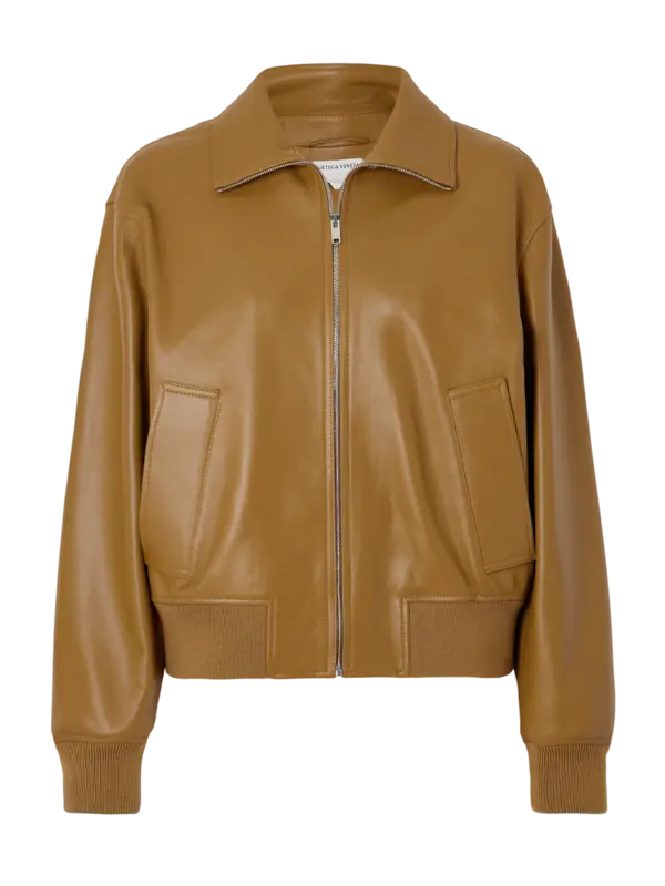 Bottega Veneta Leather Bomber Jacket - Brown