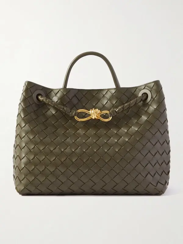 Bottega Veneta Andiamo Medium Embellished Intrecciato Leather Shoulder Bag - Green