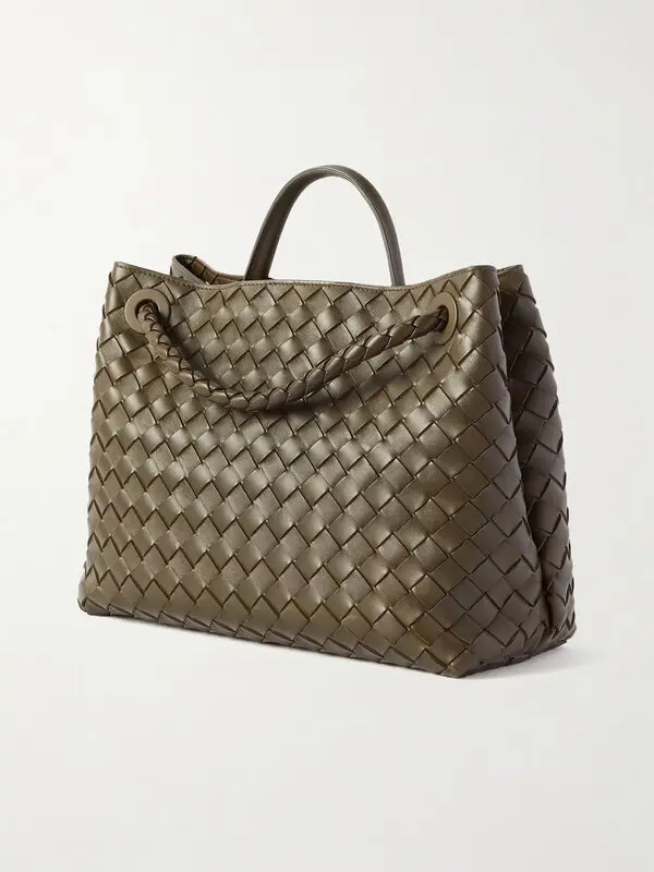Bottega Veneta Andiamo Medium Embellished Intrecciato Leather Shoulder Bag - Green