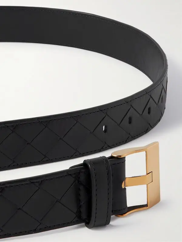Bottega Veneta Intrecciato Leather Belt - Black