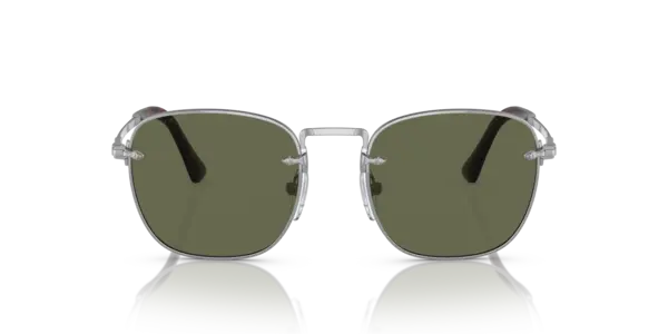 Persol Gunmetal Square Frame Sunglasses - Green Polarized