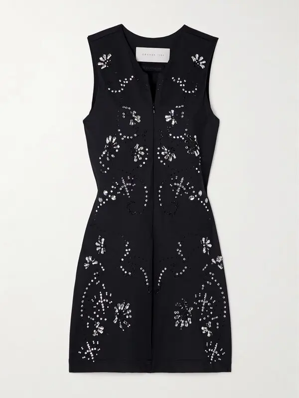 CONNER IVES Crystal-embellished Recycled Jersey Mini Dress