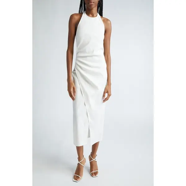 A.L.C. Sylvie Linen-blend Maxi Halter Dress - White