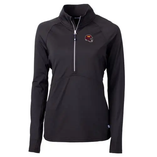 Cutter & Buck Washington Commanders Helmet Logo Adapt Eco Knit Stretch Recycled Half-zip Pullover Top - Black