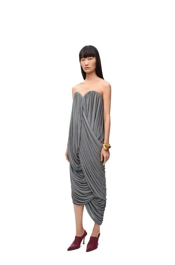 grey bustier dress Draped bustier dress in grey - Alex Perry