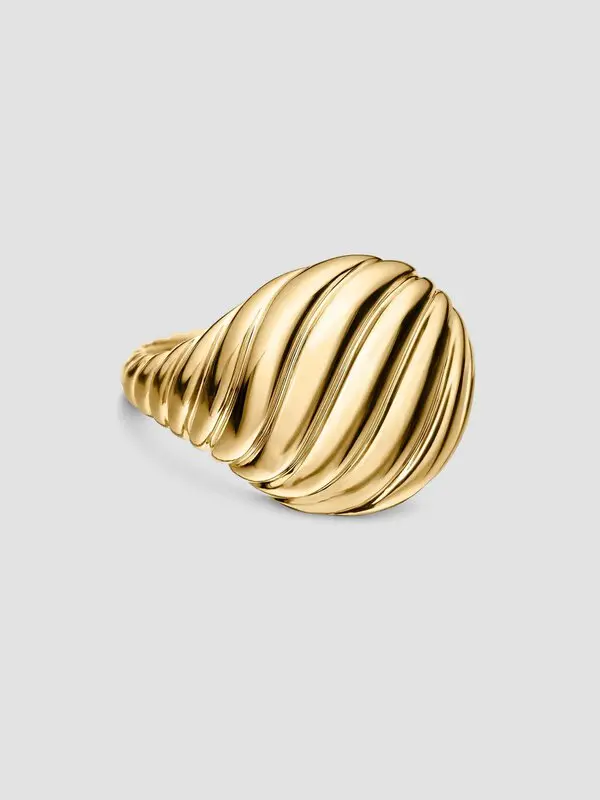 David Yurman Sculpted Cable Pinky Ring In 18k Yellow 13mm