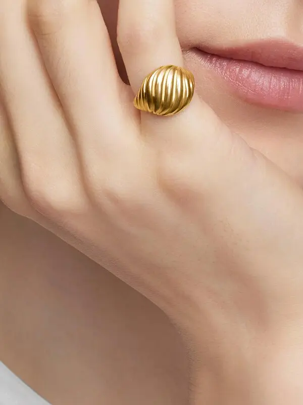 David Yurman Sculpted Cable Pinky Ring In 18k Yellow 13mm