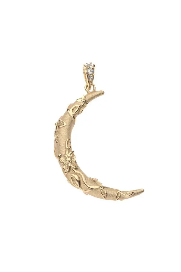 JANE WIN Forever Vineyard Crescent Moon Pendant Necklace - Gold