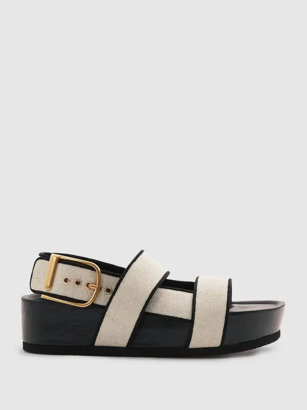 REISS Samantha Strappy Chunky Canvas Sandals