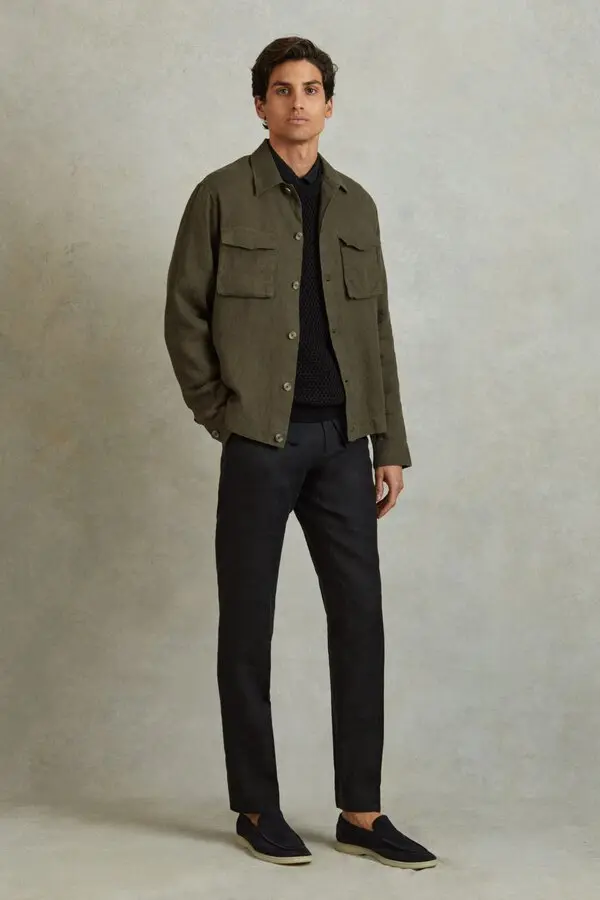 REISS Viera Linen Overshirt