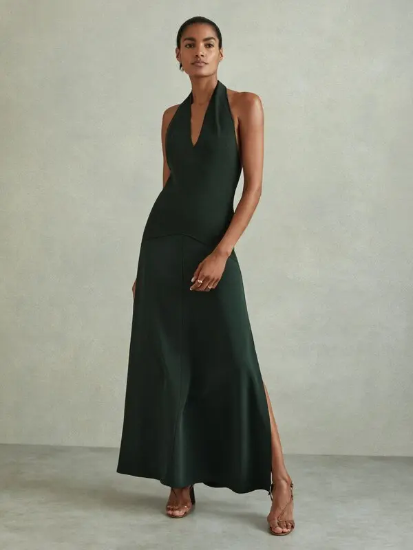 Reiss Rene Hybrid Knit Midi Dress - Navy