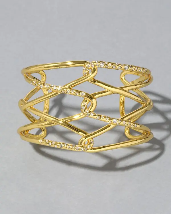 Alexis Bittar Lattice Crystal Cuff Bracelet - Gold