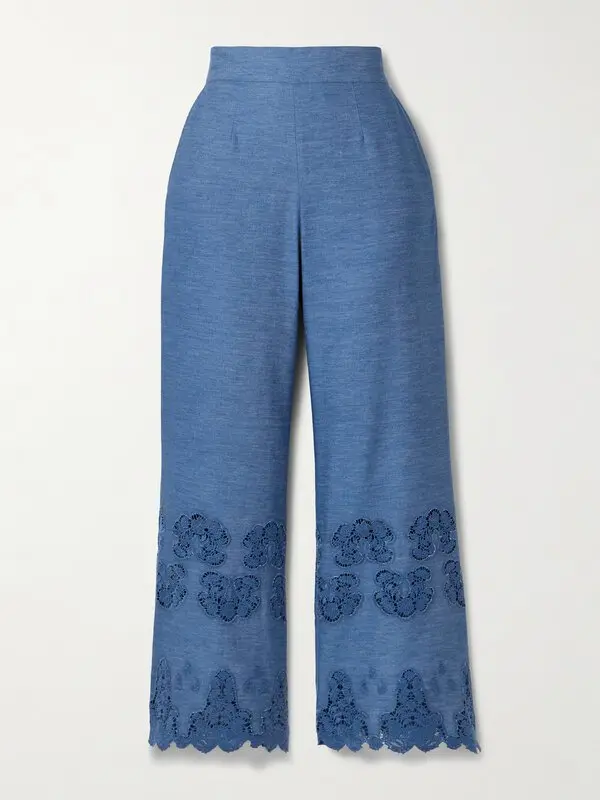 Miguelina Alegra Lace-trimmed Flared Pants