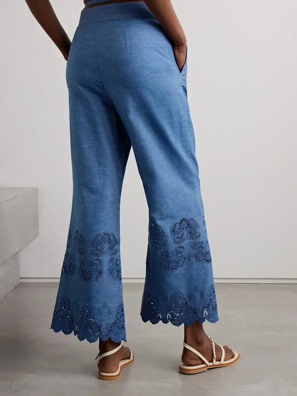 Miguelina Alegra Lace-trimmed Flared Pants