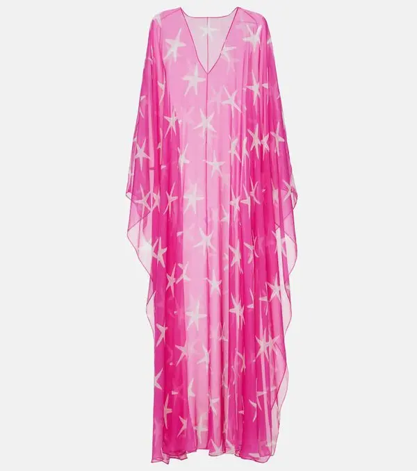 Valentino Garavani Printed Silk Chiffon Kaftan - Pink