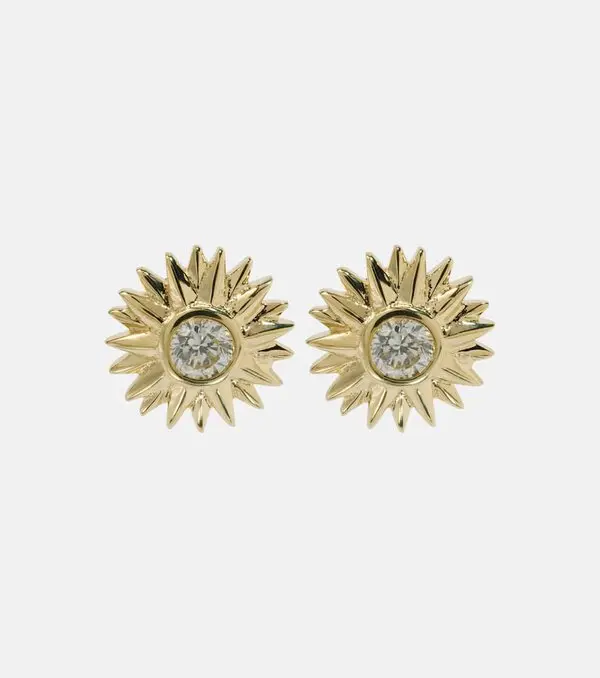 SYDNEY EVAN Sunburst 14kt Yellow Stud Earrings With Diamonds - Gold