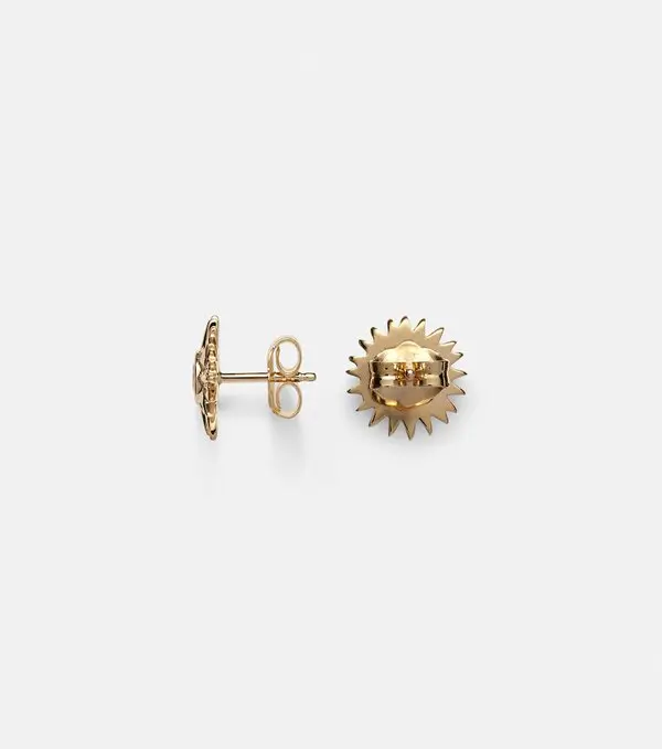 SYDNEY EVAN Sunburst 14kt Yellow Stud Earrings With Diamonds