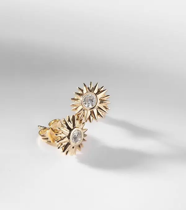SYDNEY EVAN Sunburst 14kt Yellow Stud Earrings With Diamonds