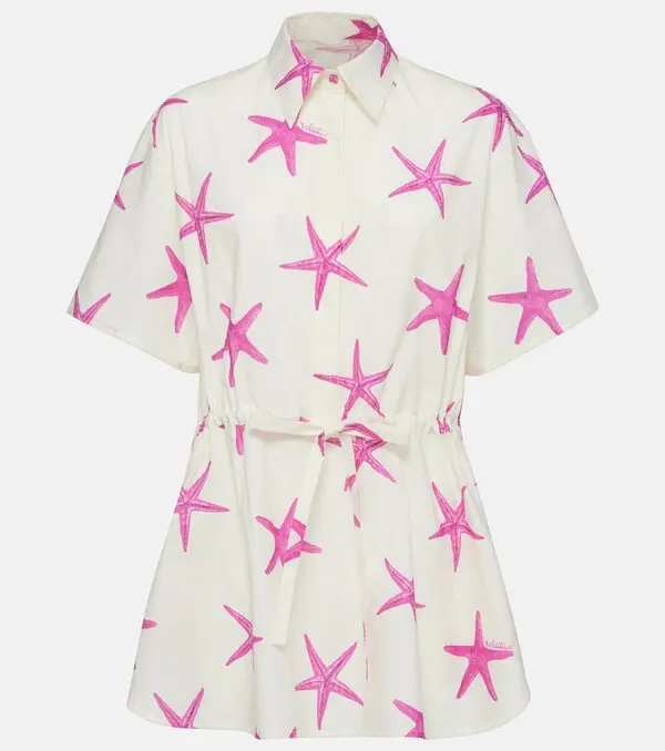 Valentino Garavani Starfish Cotton Poplin Minidress - White