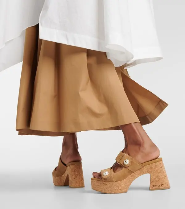 JIMMY CHOO Fayence 95 Platform Mules - Beige