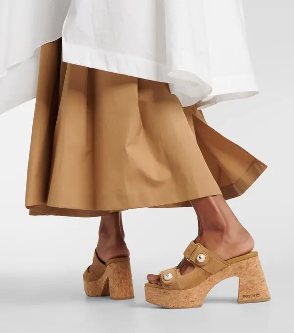 JIMMY CHOO Fayence 95 Platform Mules - Beige