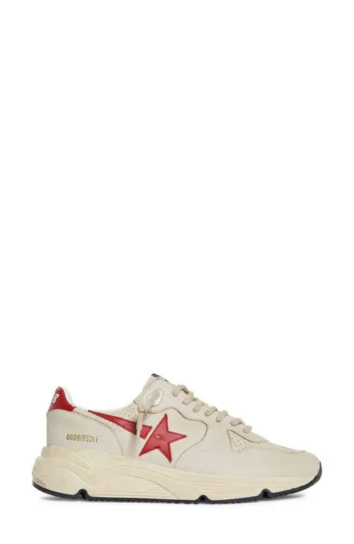 GOLDEN GOOSE Running Sole Leather Sneakers - Grey/red