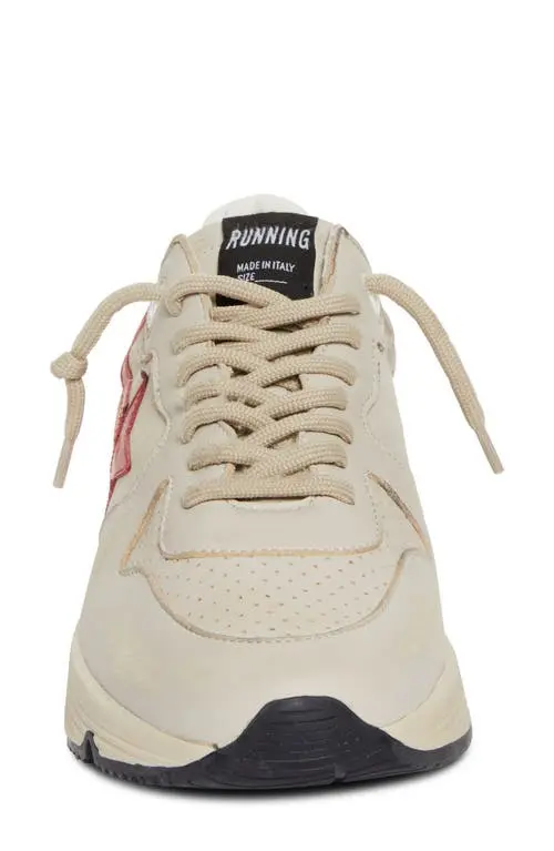GOLDEN GOOSE Running Sole Leather Sneakers - Grey/red