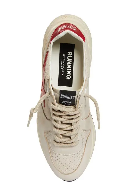 GOLDEN GOOSE Running Sole Leather Sneakers - Grey/red