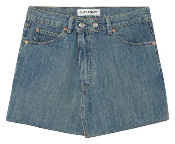 Our Legacy Cover Frayed Denim Mini Skirt - Blue