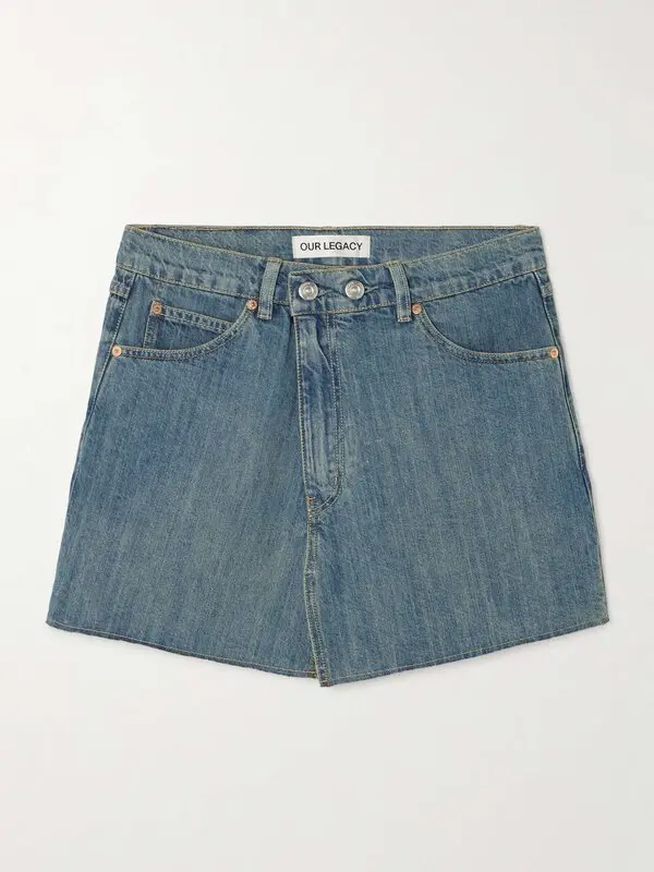 Our Legacy Cover Frayed Denim Mini Skirt - Blue