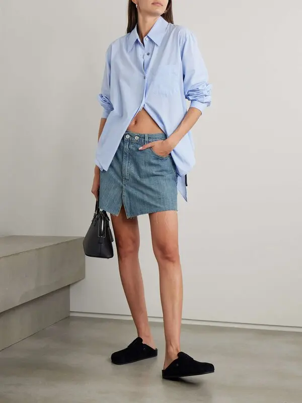 Our Legacy Cover Frayed Denim Mini Skirt - Blue