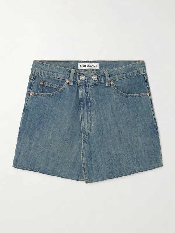 Our Legacy Cover Frayed Denim Mini Skirt - Blue