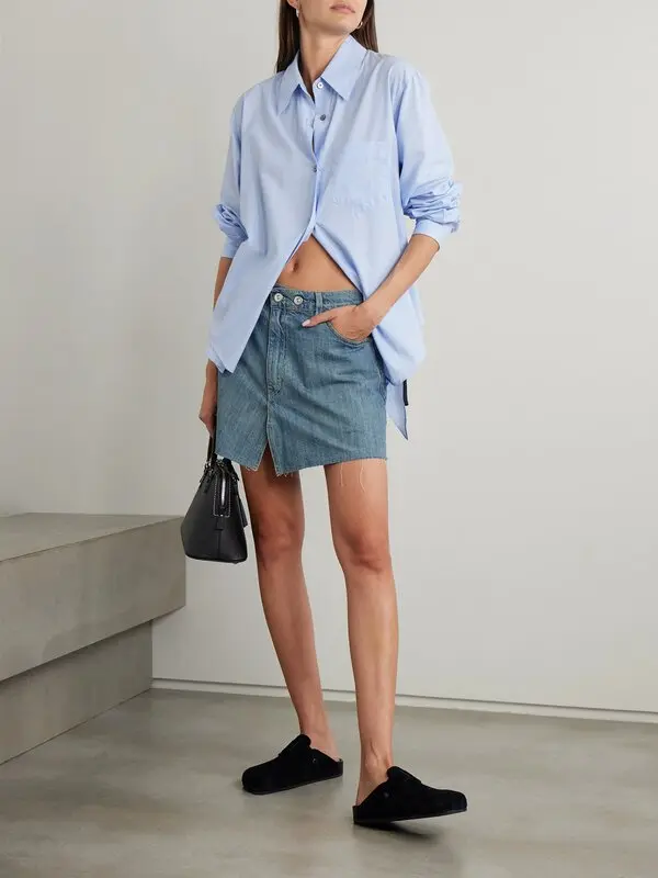 Our Legacy Cover Frayed Denim Mini Skirt - Blue