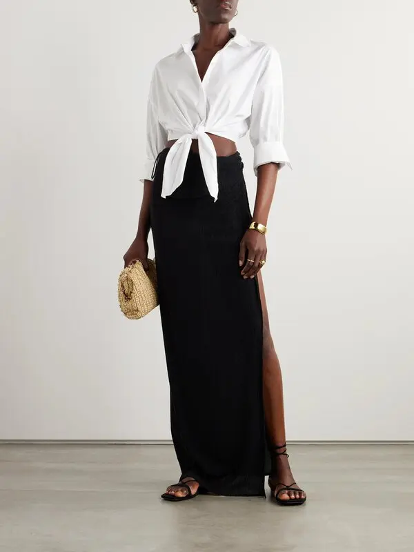 Staud Lisa Knotted Cotton Poplin Shirt