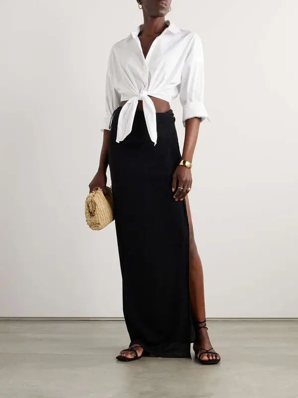 Staud Lisa Knotted Cotton Poplin Shirt