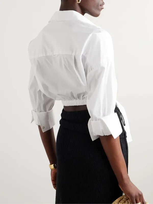 Staud Lisa Knotted Cotton Poplin Shirt