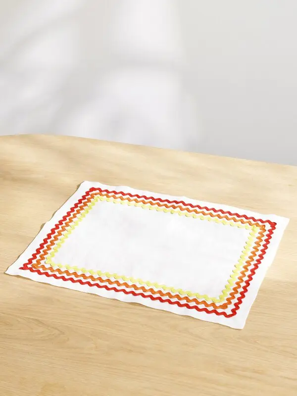 AQUAZZURA CASA Ric Rac Set Of Two Woven Linen Placemats - Red