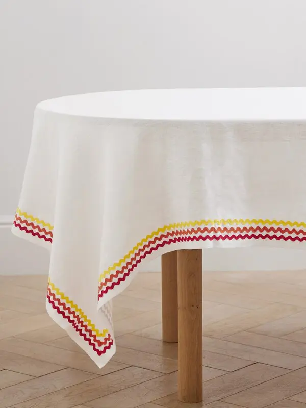 AQUAZZURA CASA Ric Rac Woven Linen Tablecloth, 160cm X 300cm - Red